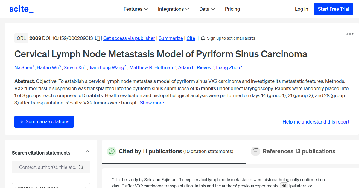 Cervical Lymph Node Metastasis Model of Pyriform Sinus Carcinoma ...