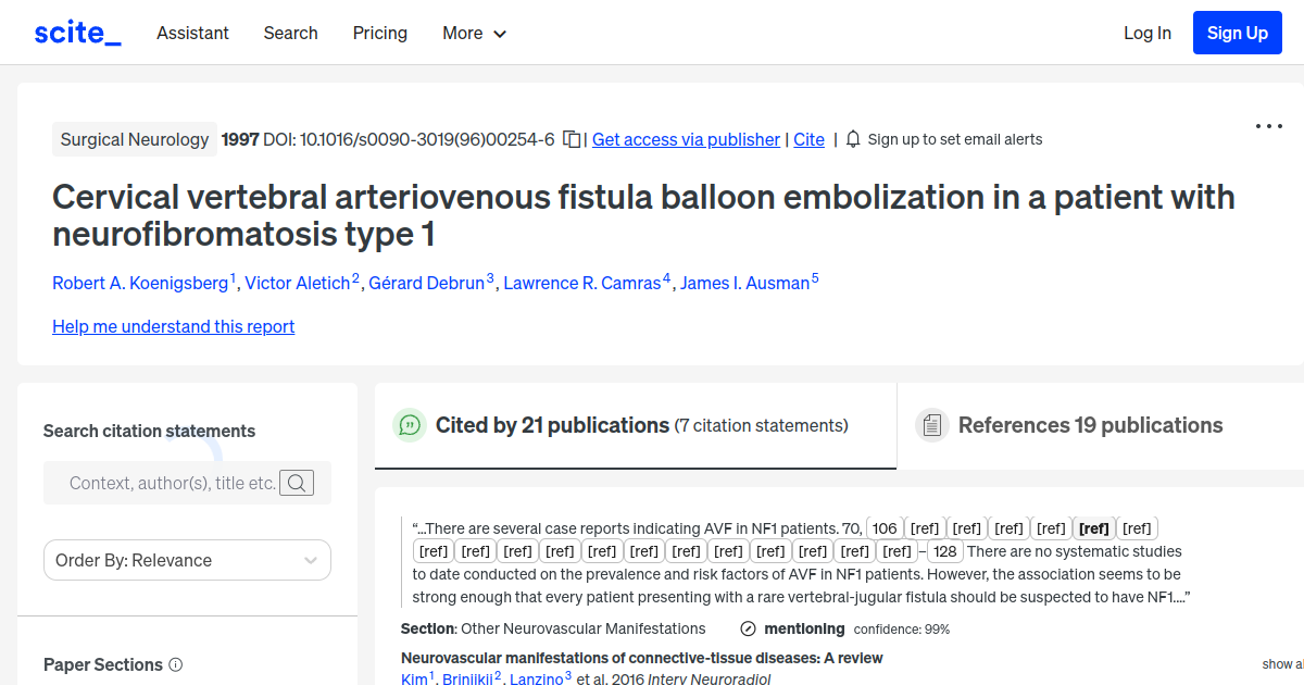 [citation report] Cervical vertebral arteriovenous fistula balloon ...