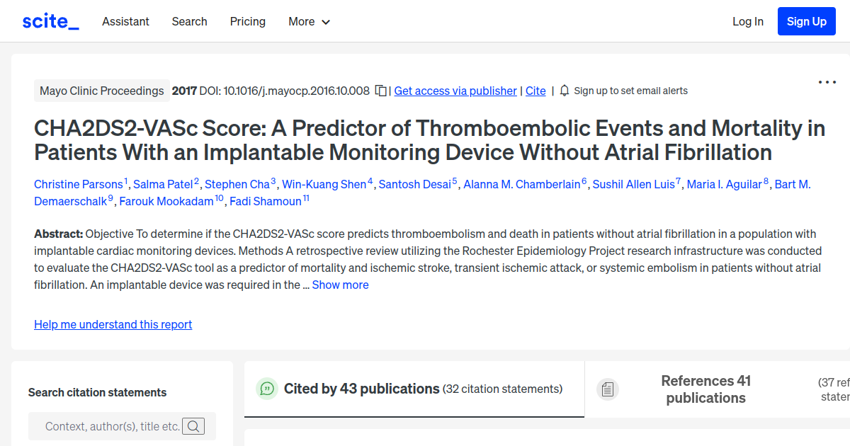 CHA2DS2-VASc Score: A Predictor of Thromboembolic Events and Mortality ...