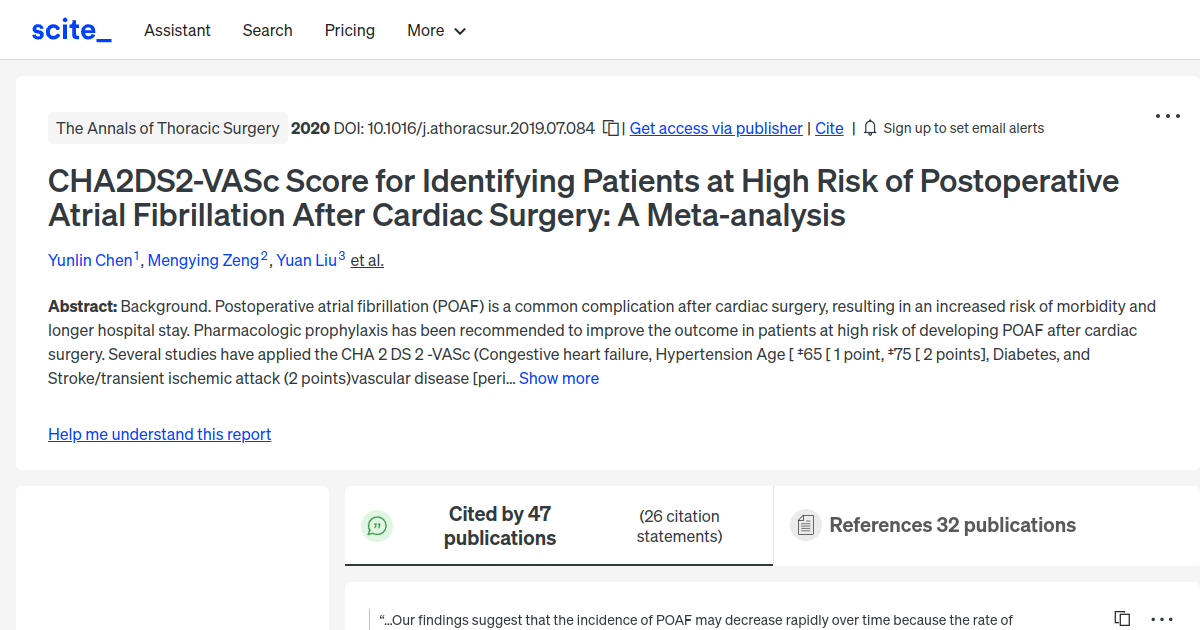 CHA2DS2-VASc Score for Identifying Patients at High Risk of ...