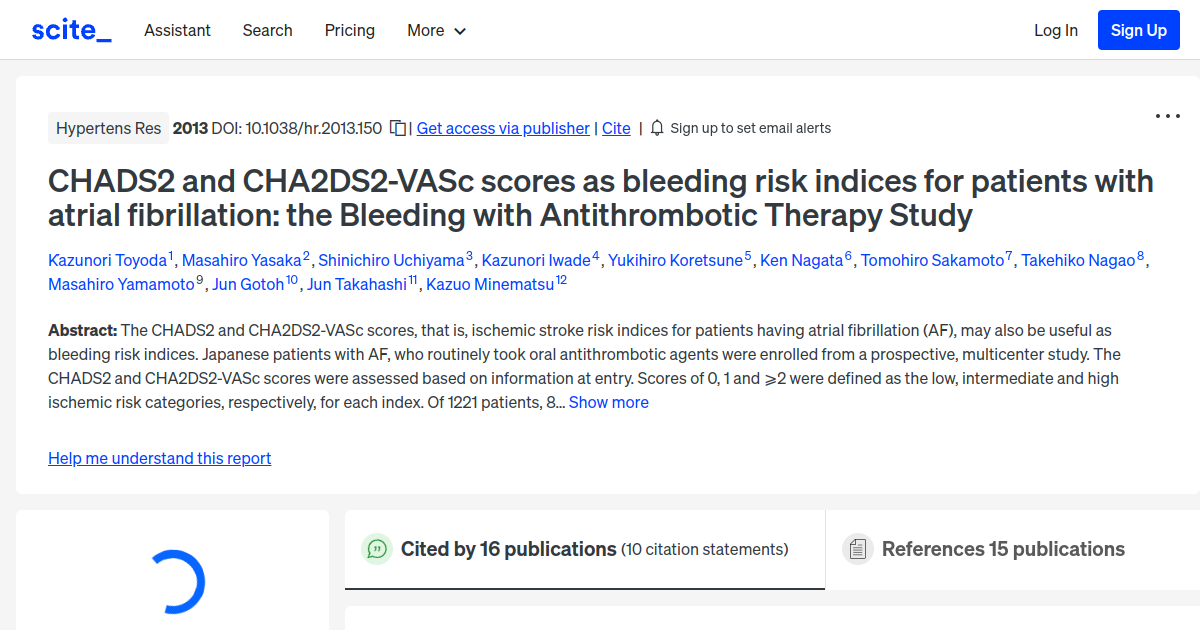 CHADS2 and CHA2DS2-VASc scores as bleeding risk indices for patients ...