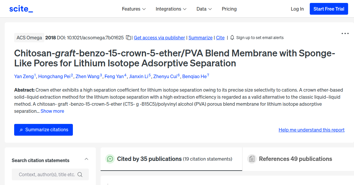 Chitosan- graft -benzo-15-crown-5-ether/PVA Blend Membrane with Sponge ...