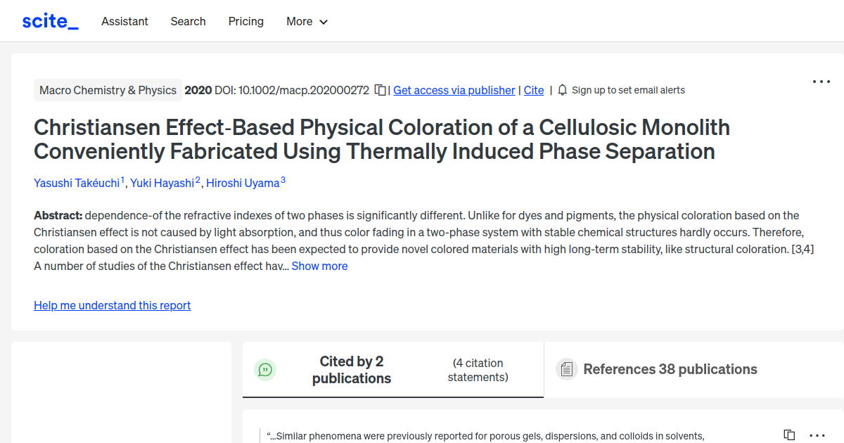 Christiansen Effect‐Based Physical Coloration of a Cellulosic Monolith ...