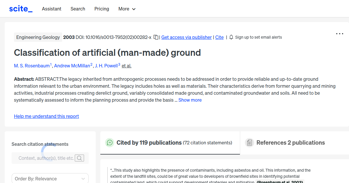 Classification of artificial (man-made) ground - [scite report]