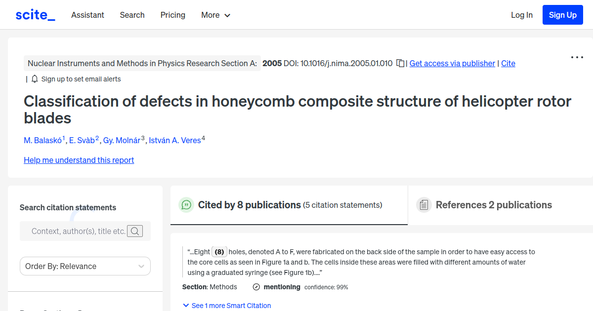 Classification of defects in honeycomb composite structure of ...