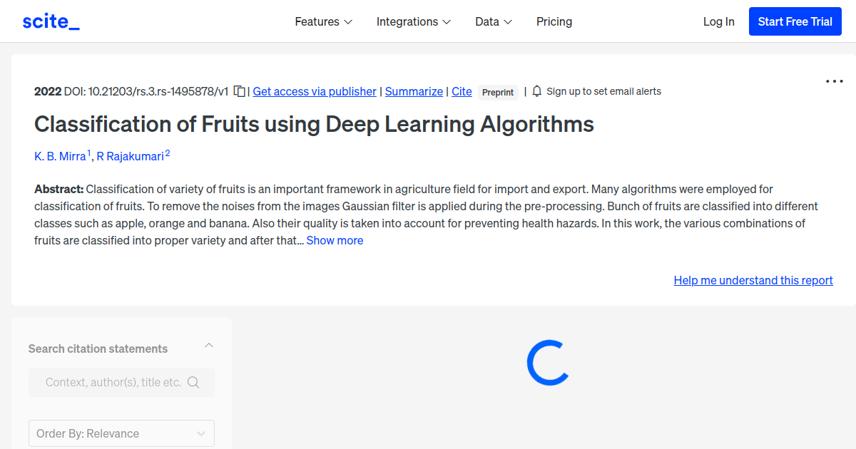 Classification of Fruits using Deep Learning Algorithms
