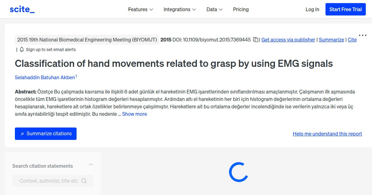 Classification of hand movements related to grasp by using EMG signals