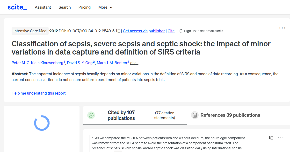 Classification of sepsis, severe sepsis and septic shock: the impact of ...
