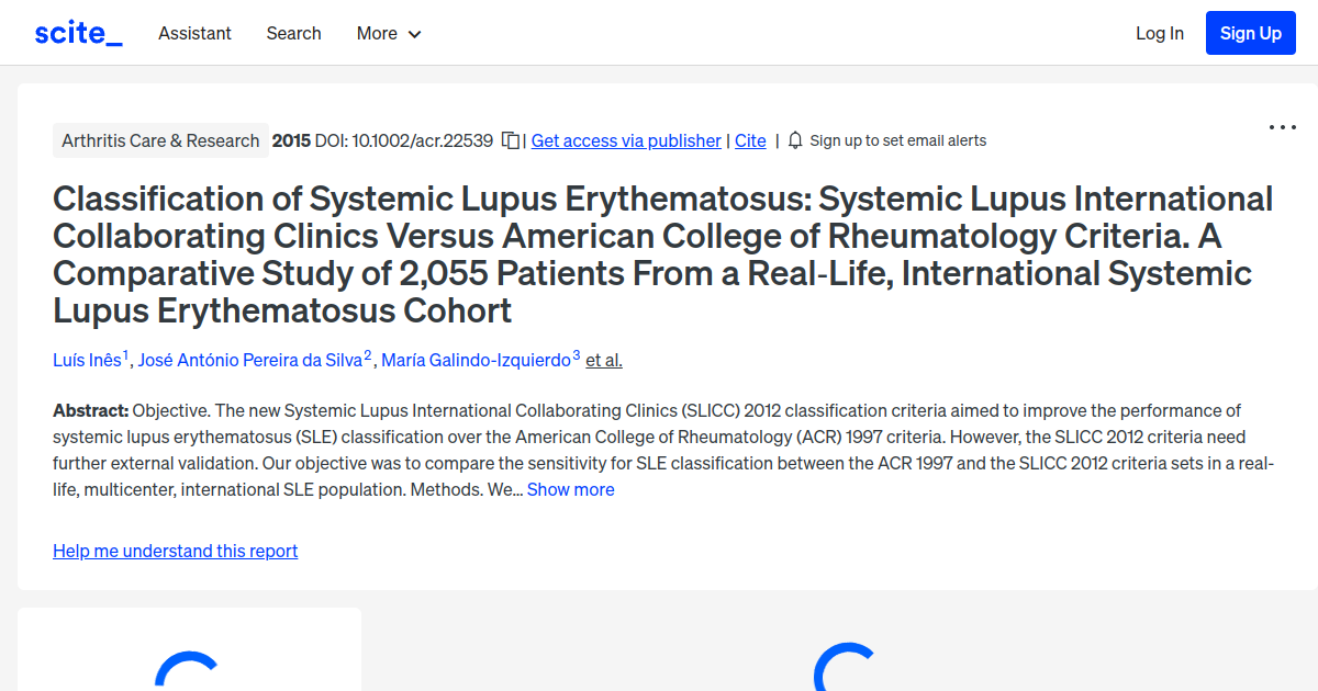 Classification of Systemic Lupus Erythematosus: Systemic Lupus ...