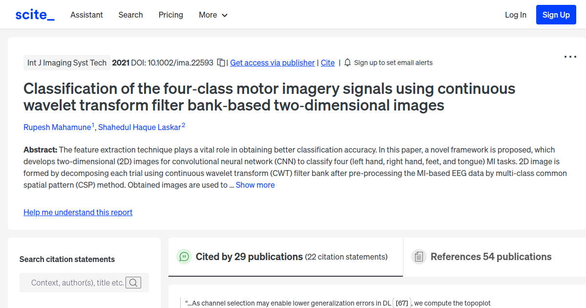 Classification of the four‐class motor imagery signals using continuous ...