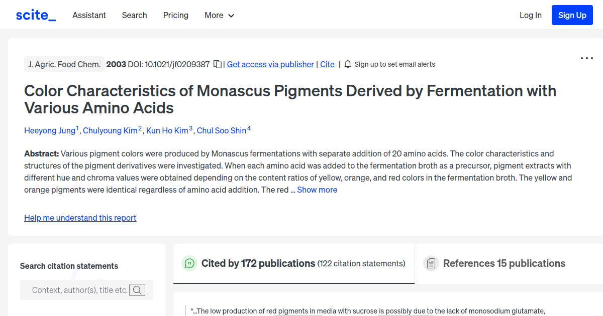 Color Characteristics of Monascus Pigments Derived by Fermentation with ...