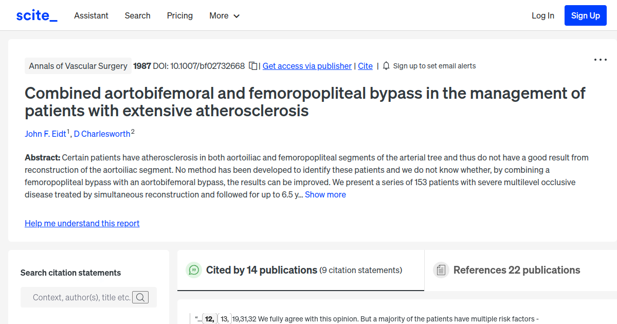 Combined aortobifemoral and femoropopliteal bypass in the management of ...