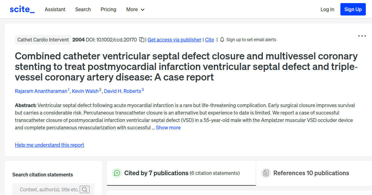 Combined catheter ventricular septal defect closure and multivessel ...