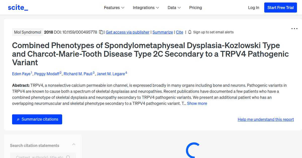 [citation report] Combined Phenotypes of Spondylometaphyseal Dysplasia ...