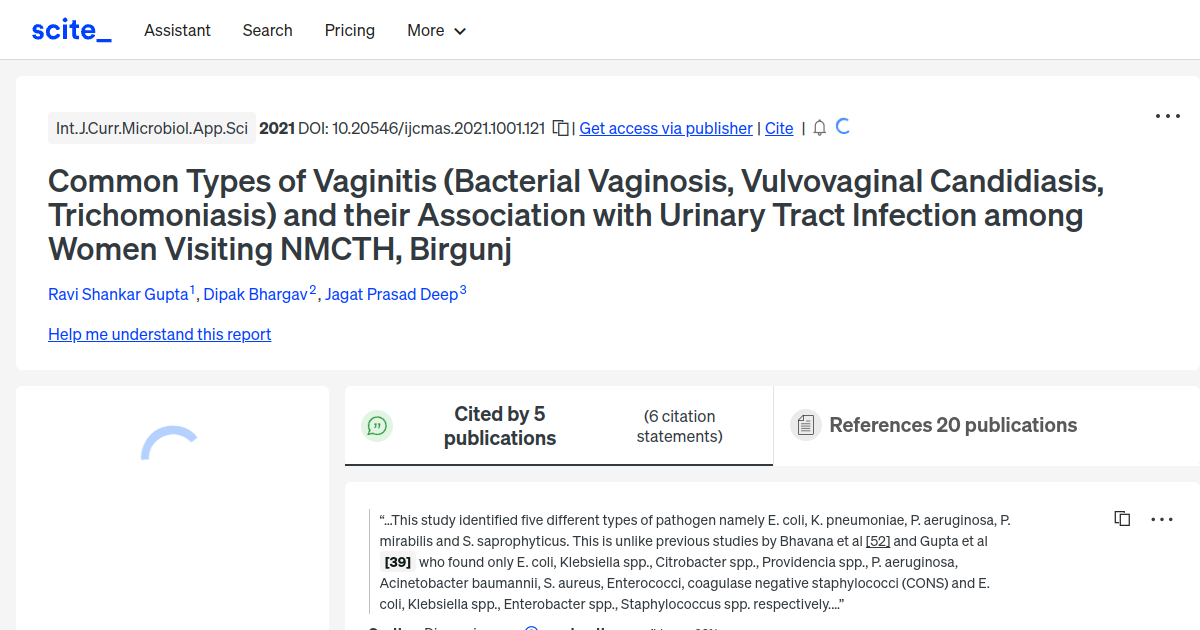 Common Types of Vaginitis (Bacterial Vaginosis, Vulvovaginal ...