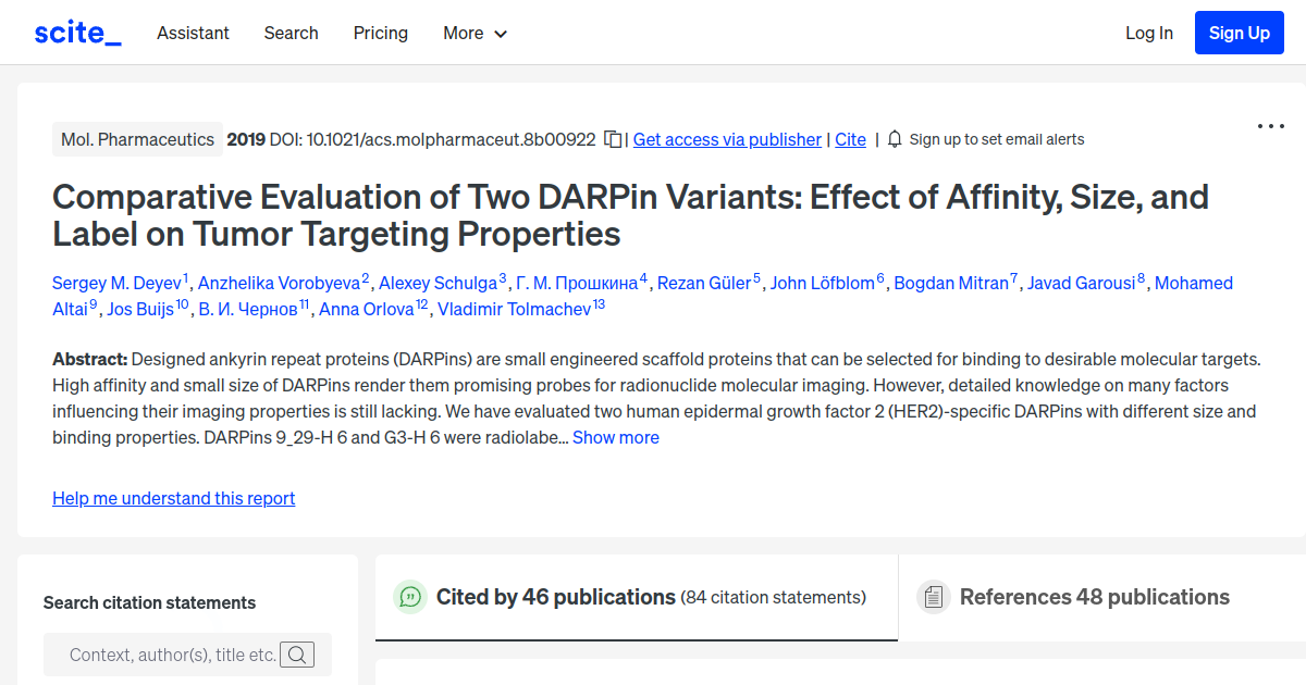 Comparative Evaluation of Two DARPin Variants: Effect of Affinity, Size ...