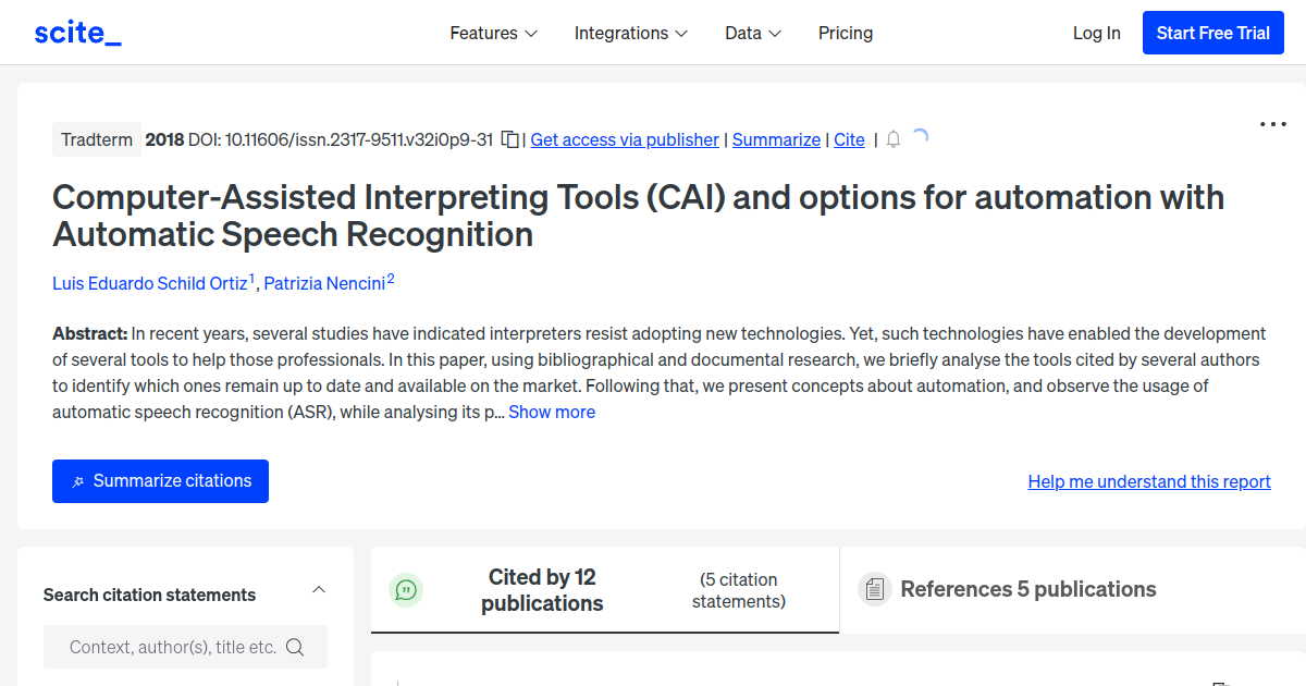 Computer-Assisted Interpreting Tools (CAI) and options for automation ...