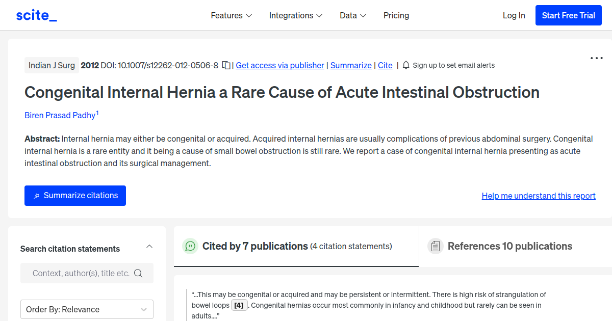 Congenital Internal Hernia a Rare Cause of Acute Intestinal Obstruction ...