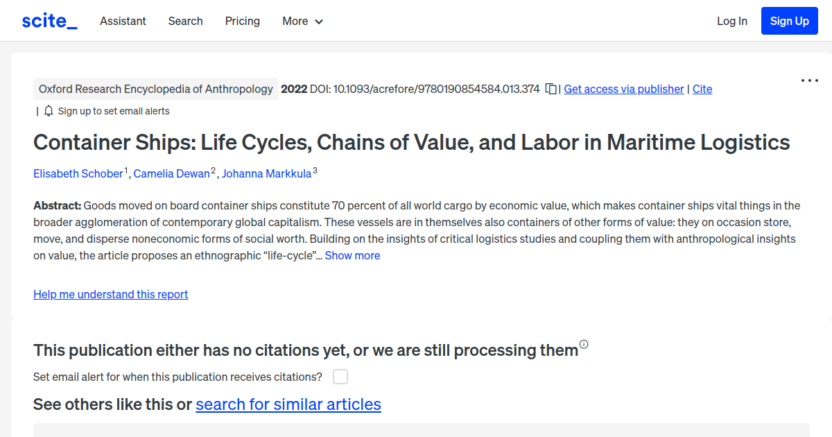 Container Ships: Life Cycles, Chains of Value, and Labor in Maritime ...