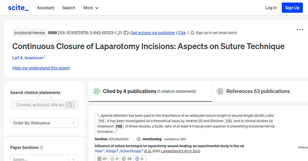 Continuous Closure of Laparotomy Incisions: Aspects on Suture Technique ...