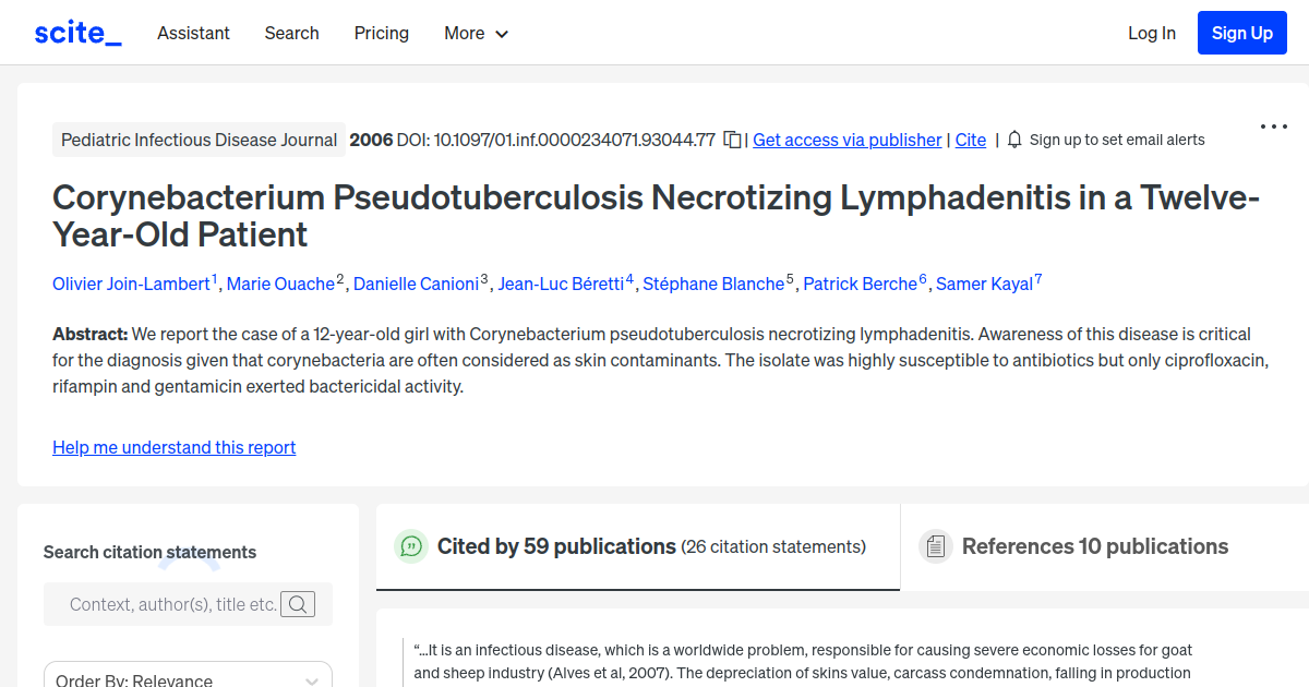 Corynebacterium Pseudotuberculosis Necrotizing Lymphadenitis in a ...