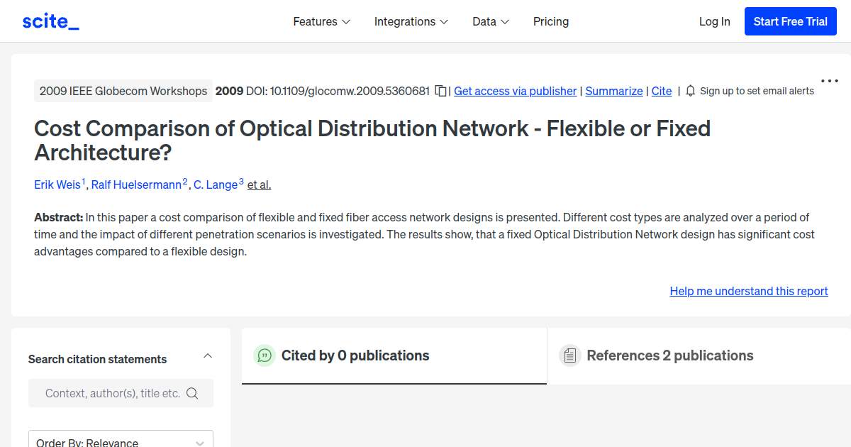Cost Comparison of Optical Distribution Network - Flexible or Fixed ...