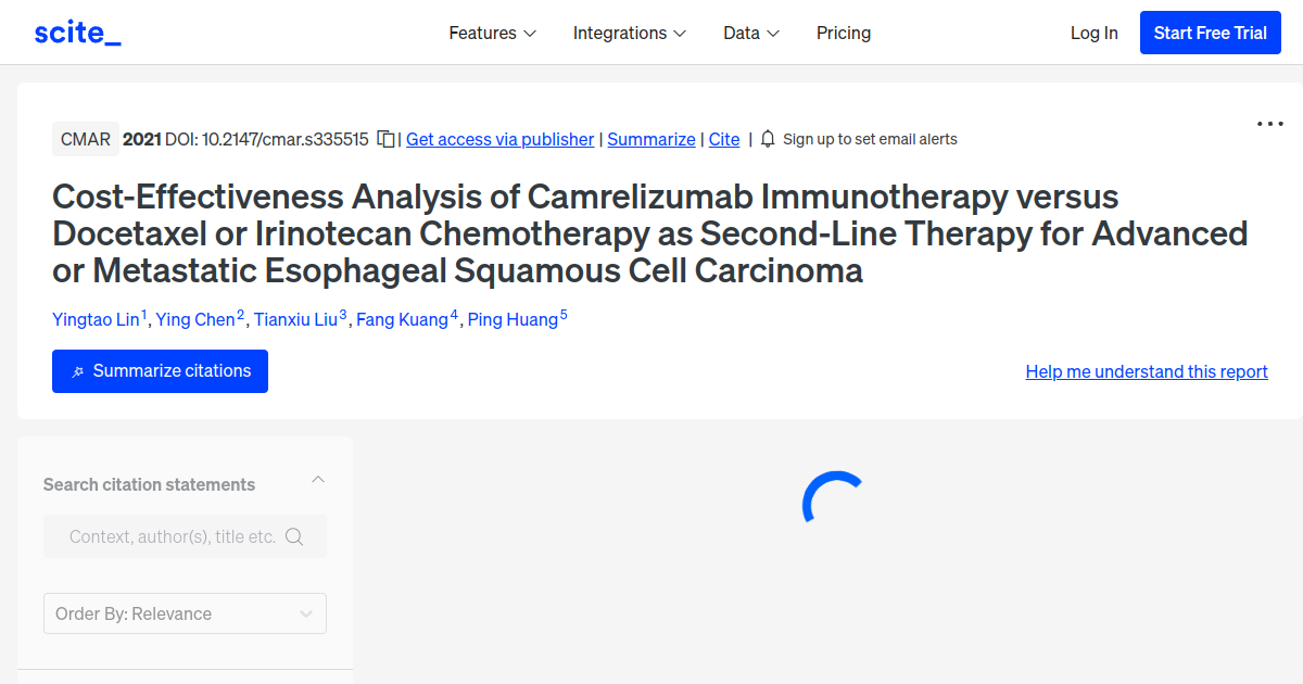 Cost-Effectiveness Analysis of Camrelizumab Immunotherapy versus ...