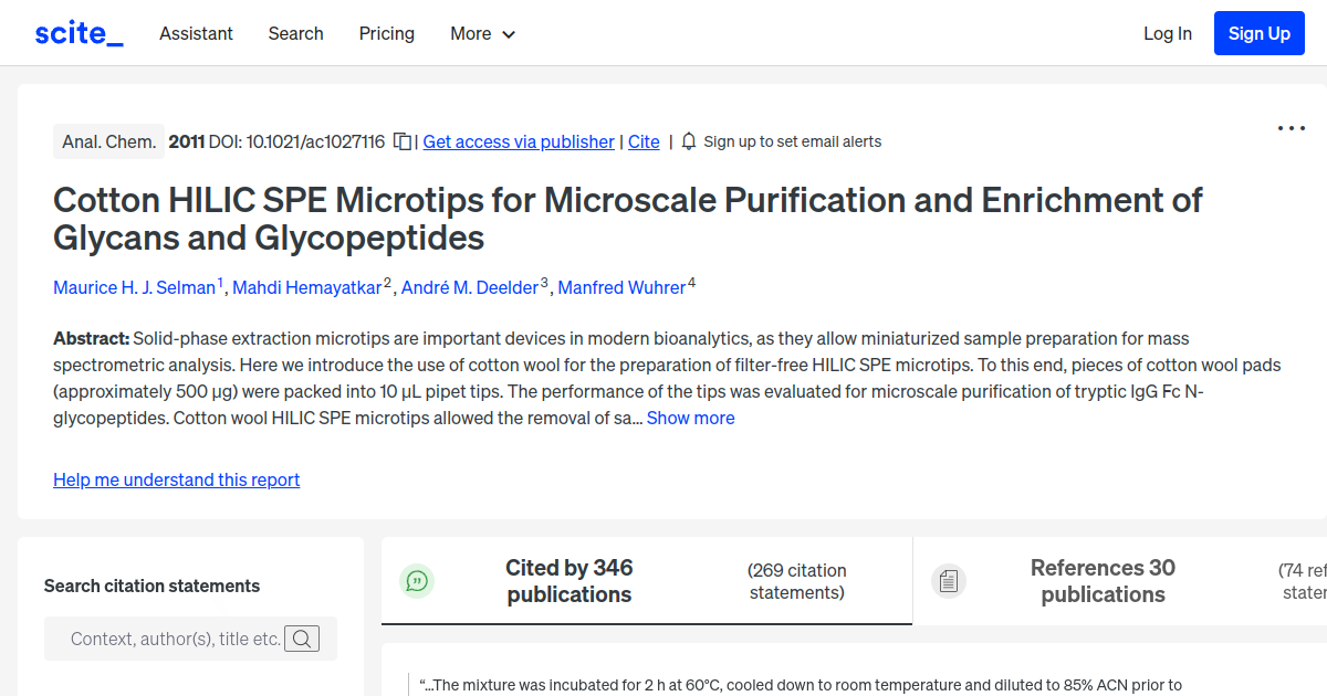 Cotton HILIC SPE Microtips for Microscale Purification and Enrichment ...