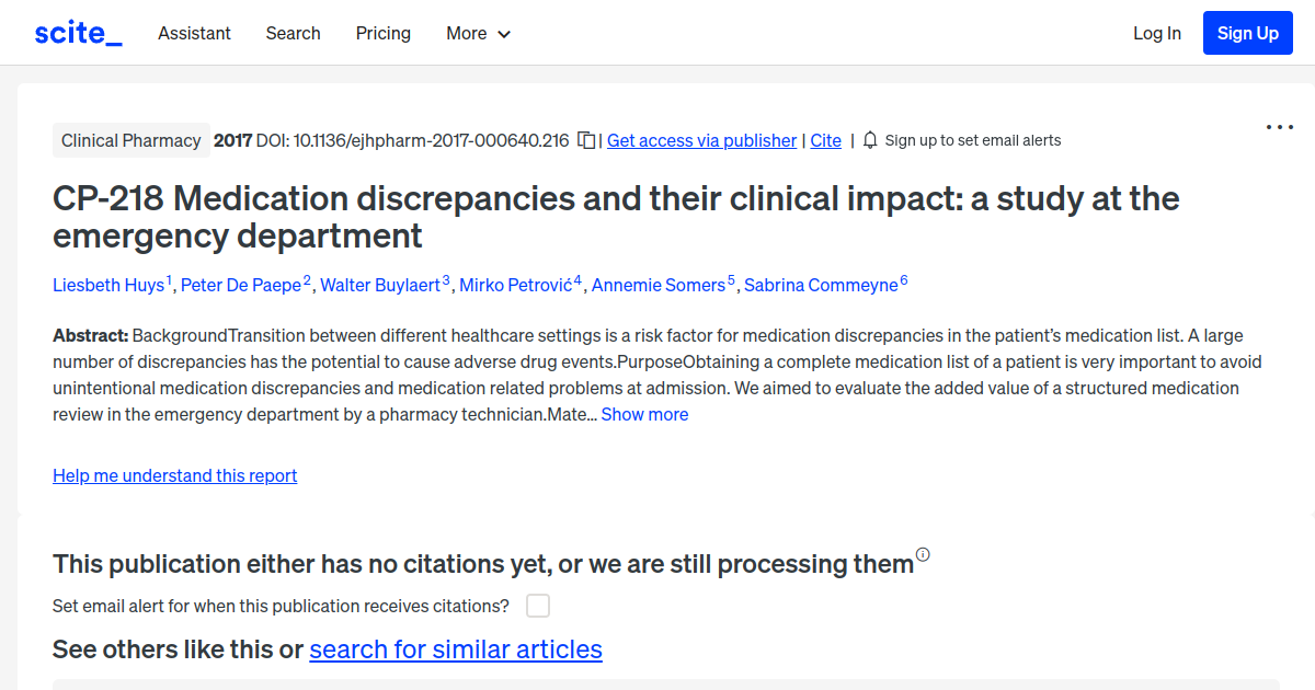 CP-218 Medication discrepancies and their clinical impact: a study at ...
