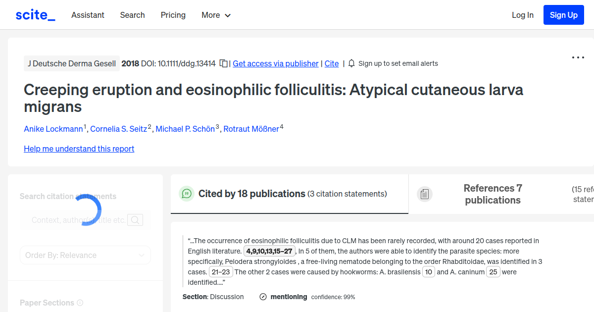 Creeping eruption and eosinophilic folliculitis: Atypical cutaneous ...