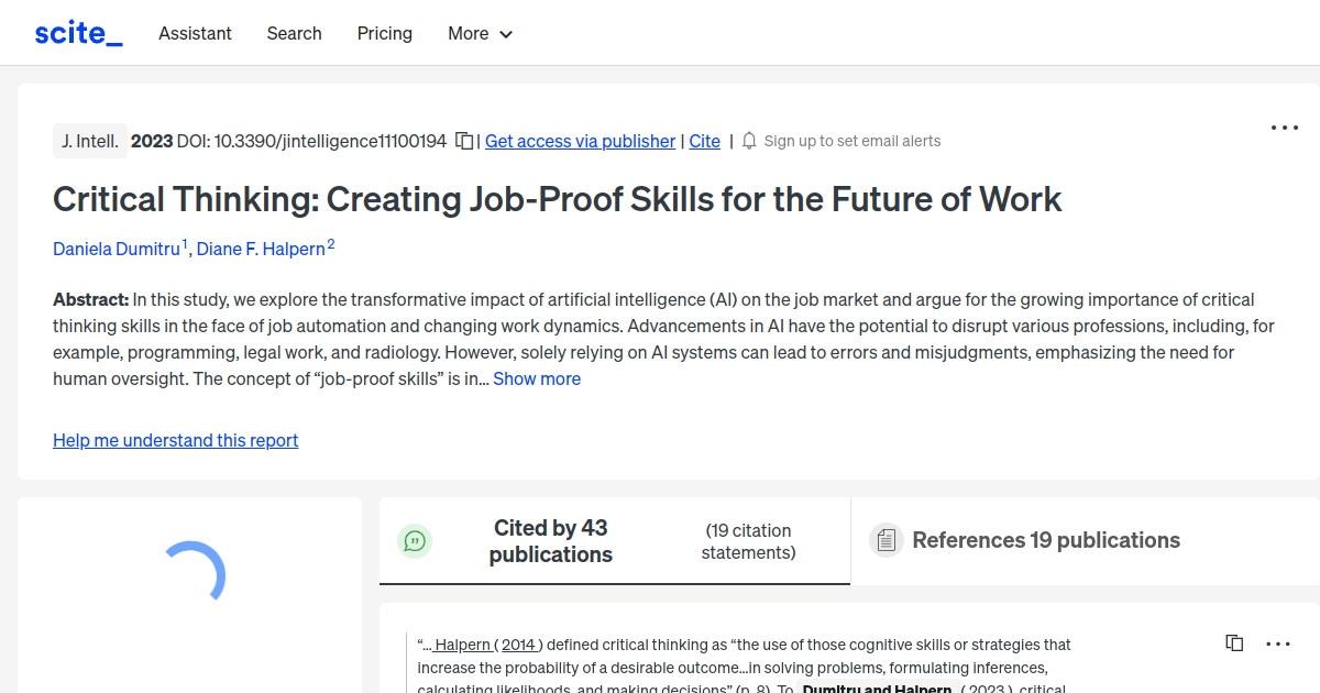 Critical Thinking: Creating Job-Proof Skills for the Future of Work