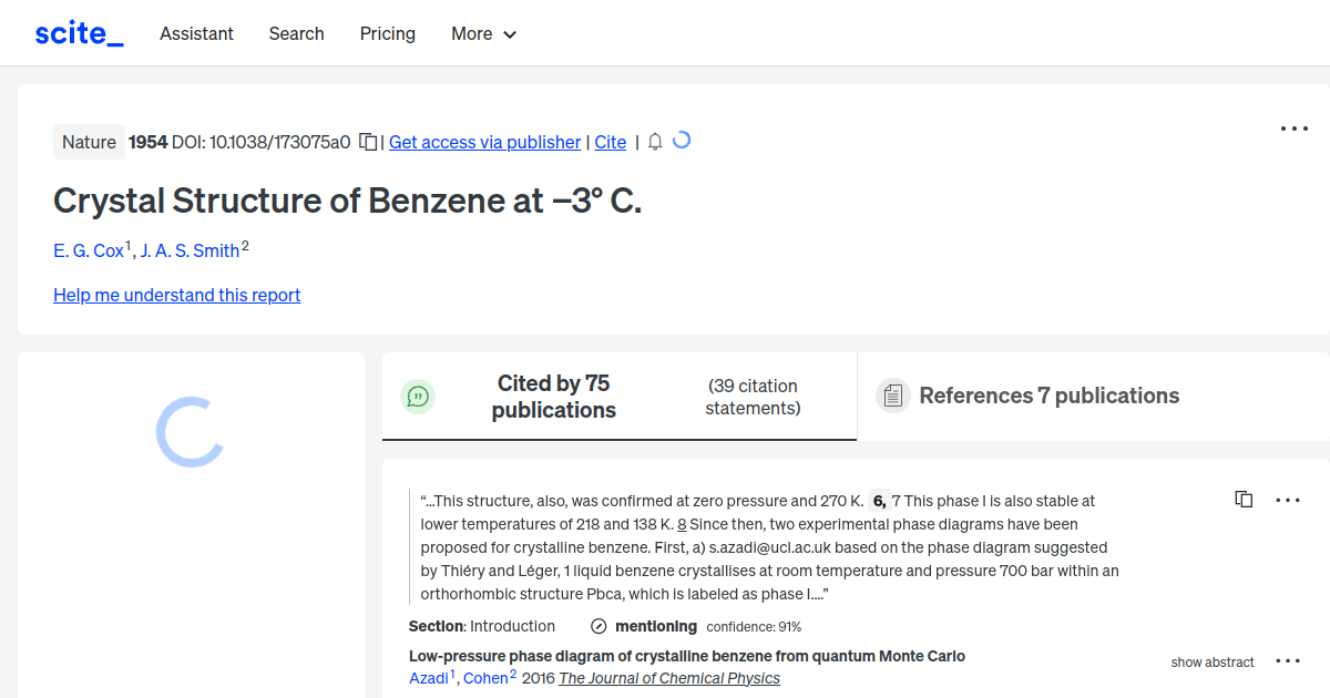 Crystal Structure of Benzene at −3° C. - [scite report]