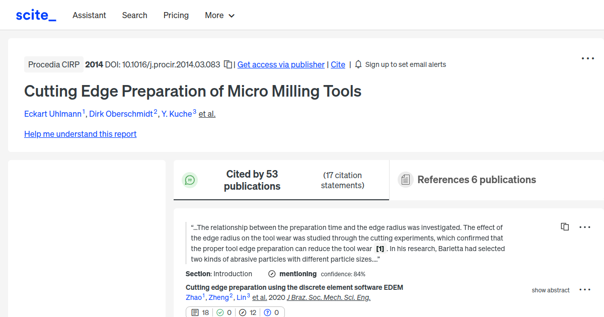 Cutting Edge Preparation of Micro Milling Tools - [scite report]