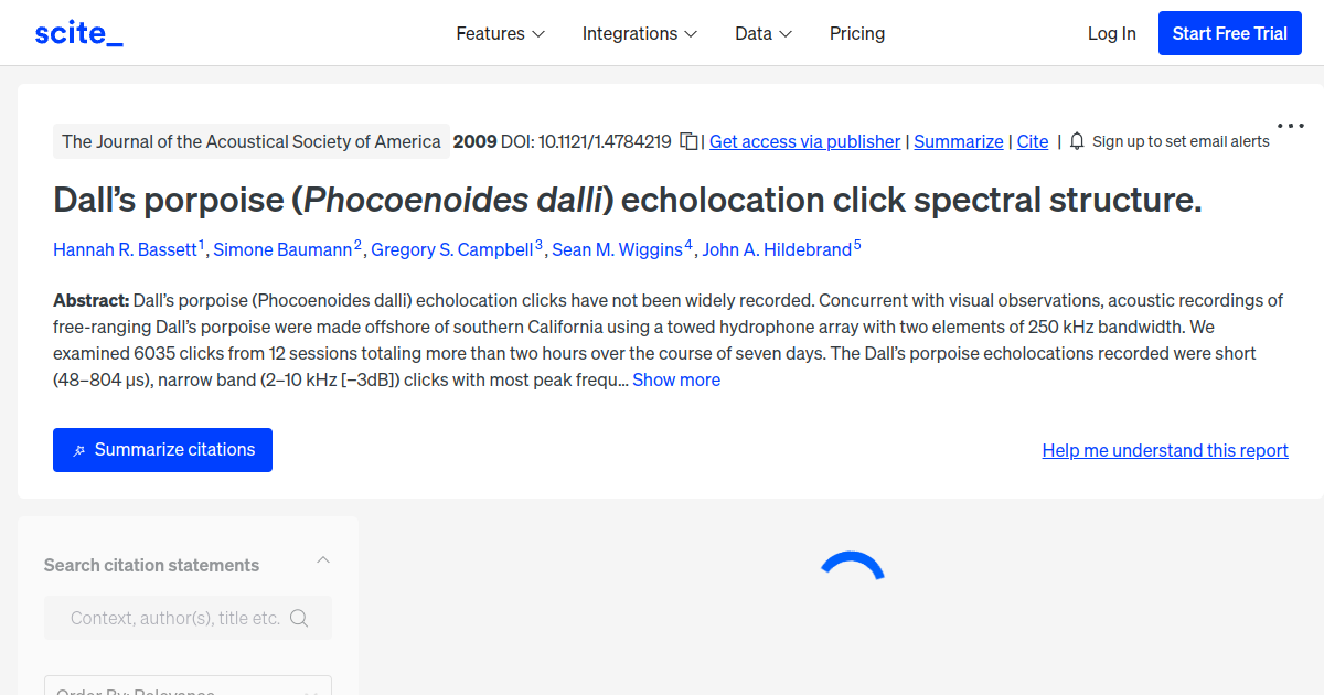 Dall’s porpoise ( Phocoenoides dalli ) echolocation click spectral ...
