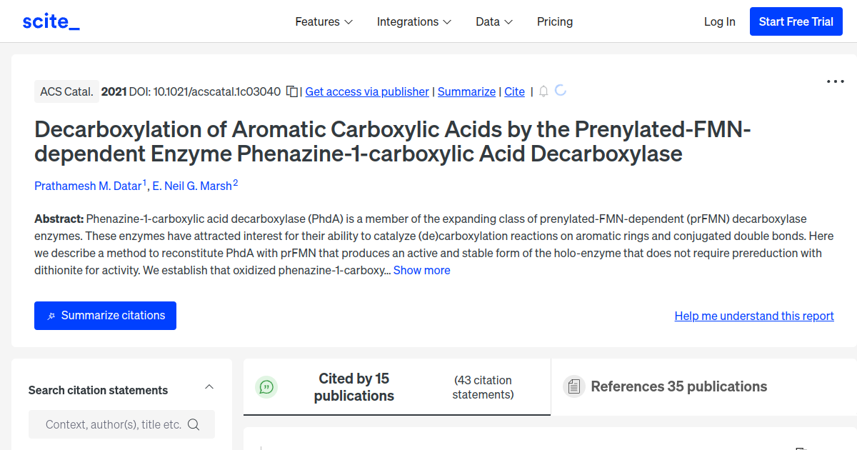 Decarboxylation of Aromatic Carboxylic Acids by the Prenylated-FMN ...