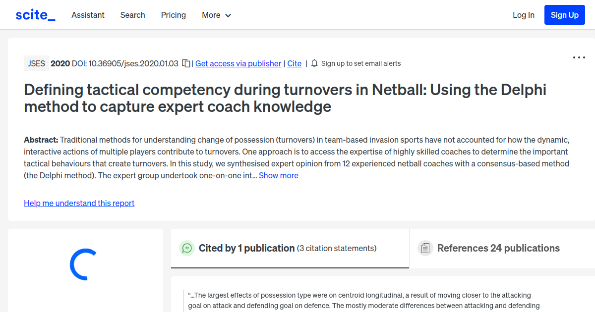 Defining tactical competency during turnovers in Netball: Using the ...