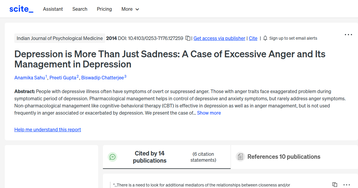 Depression is More Than Just Sadness: A Case of Excessive Anger and Its ...