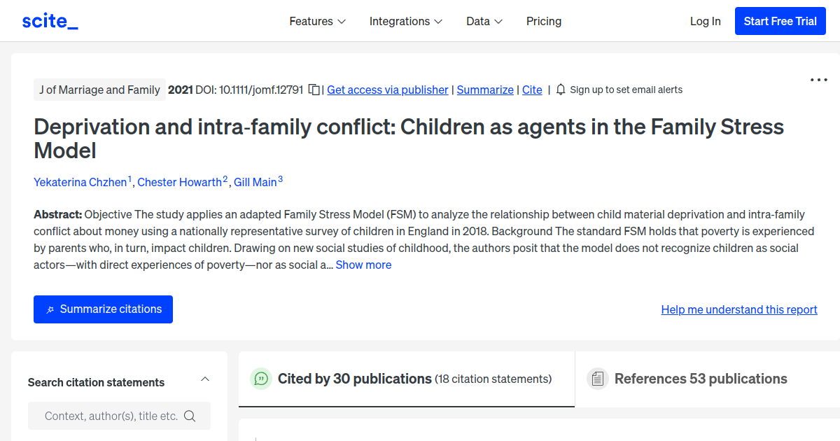 Deprivation and intra‐family conflict: Children as agents in the Family ...