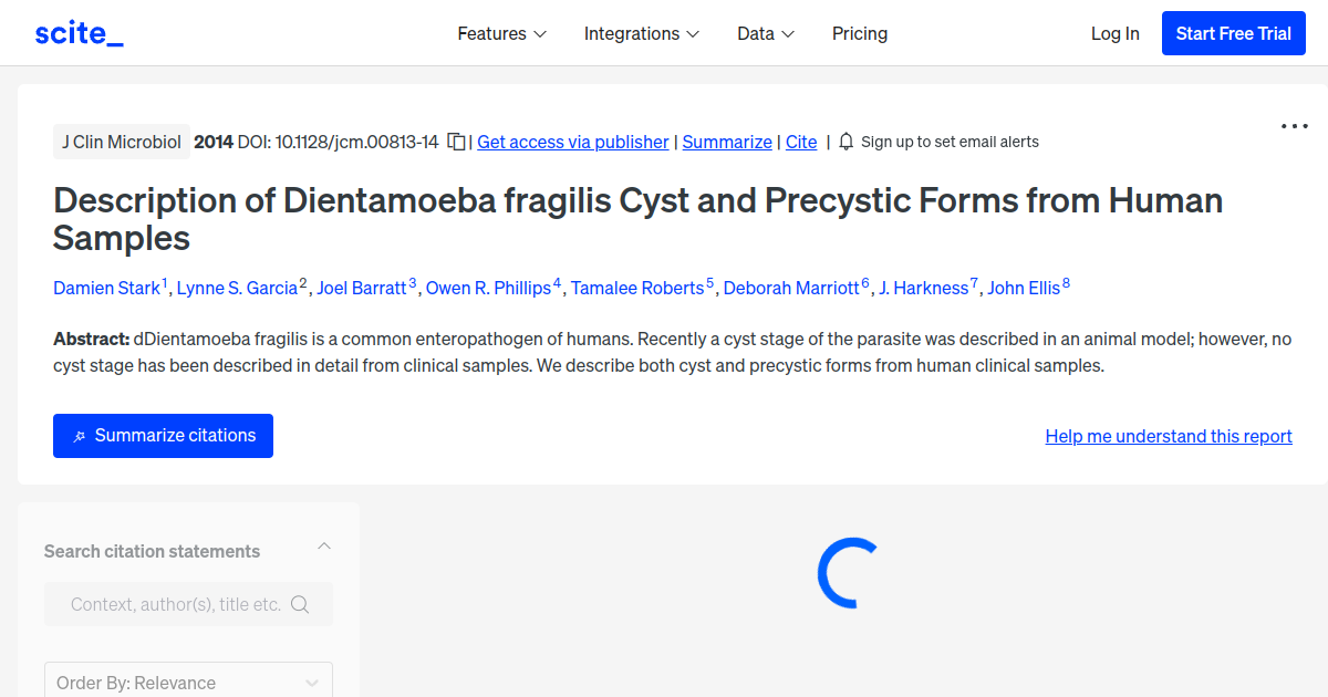 Description of Dientamoeba fragilis Cyst and Precystic Forms from Human ...