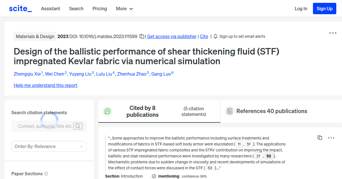 Design of the ballistic performance of shear thickening fluid (STF ...