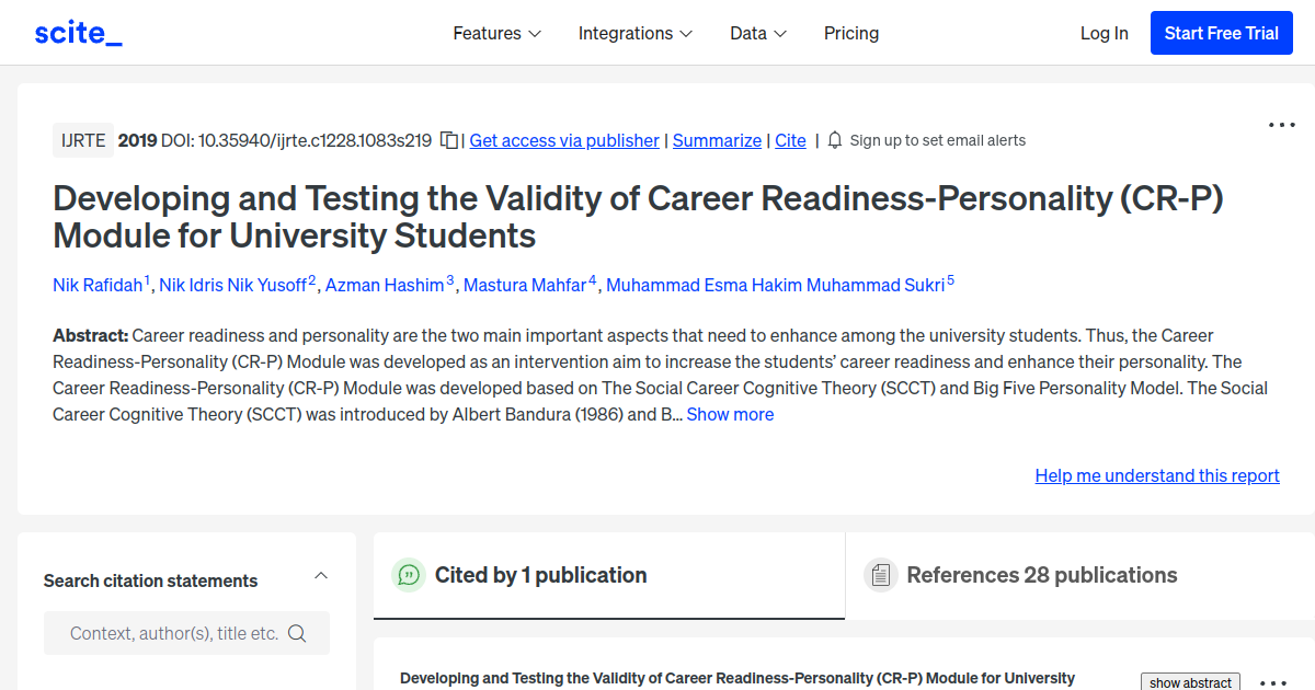 Developing and Testing the Validity of Career Readiness-Personality (CR ...