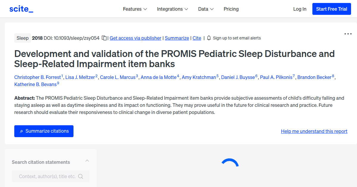Development and validation of the PROMIS Pediatric Sleep Disturbance ...