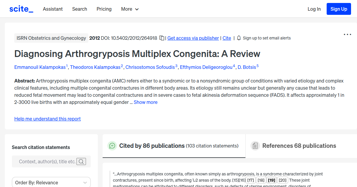Diagnosing Arthrogryposis Multiplex Congenita: A Review - [scite report]