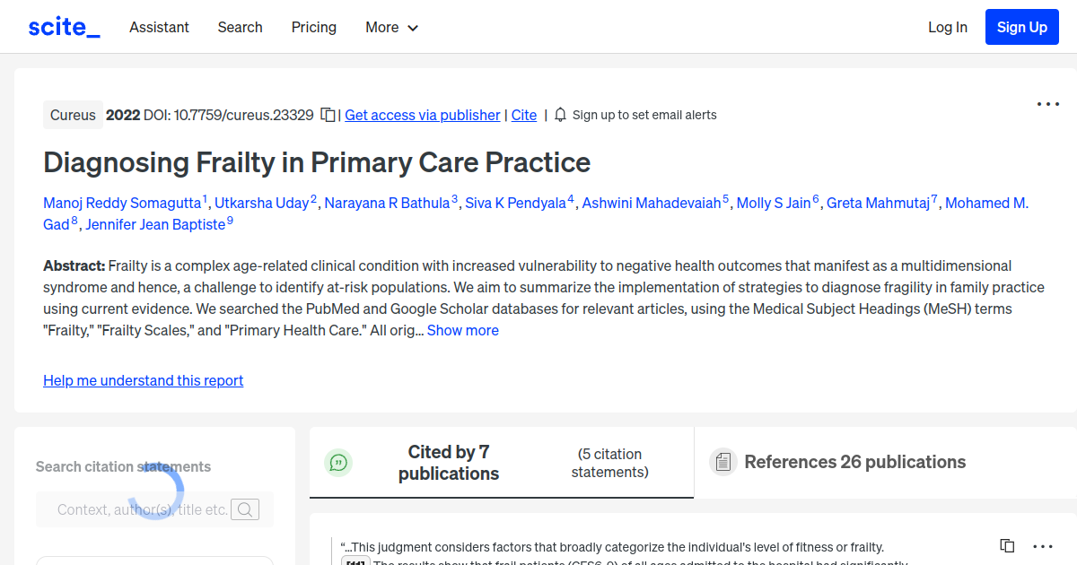 Diagnosing Frailty in Primary Care Practice