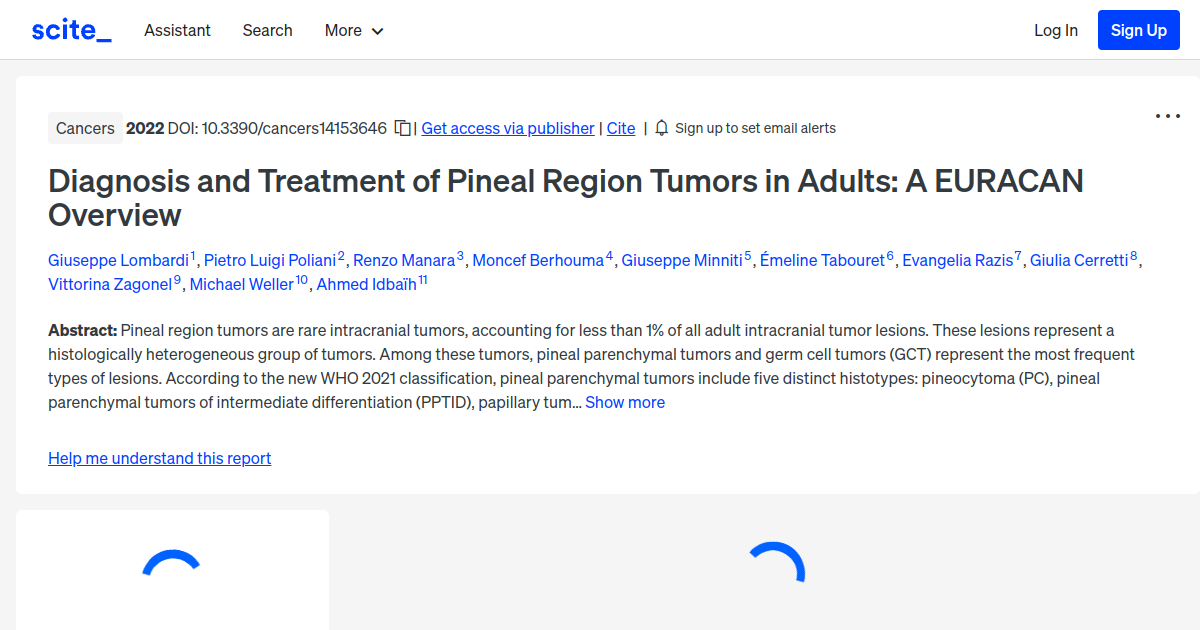 Diagnosis and Treatment of Pineal Region Tumors in Adults: A EURACAN ...