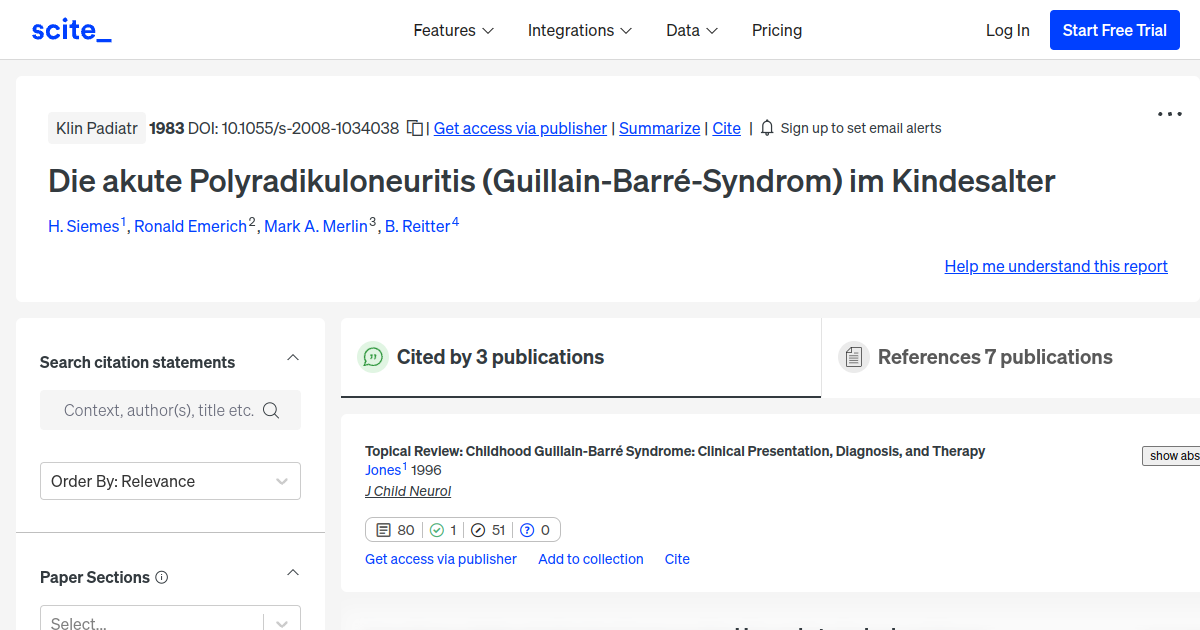 Die akute Polyradikuloneuritis (Guillain-Barré-Syndrom) im Kindesalter ...