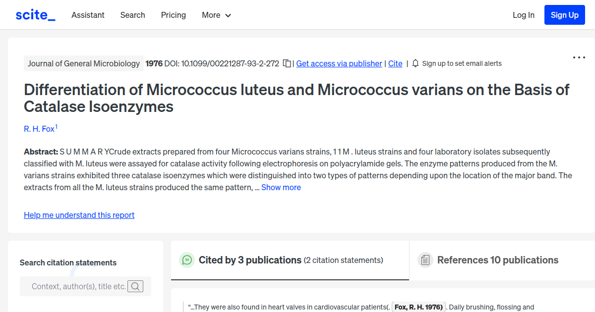 Differentiation of Micrococcus luteus and Micrococcus varians on the ...