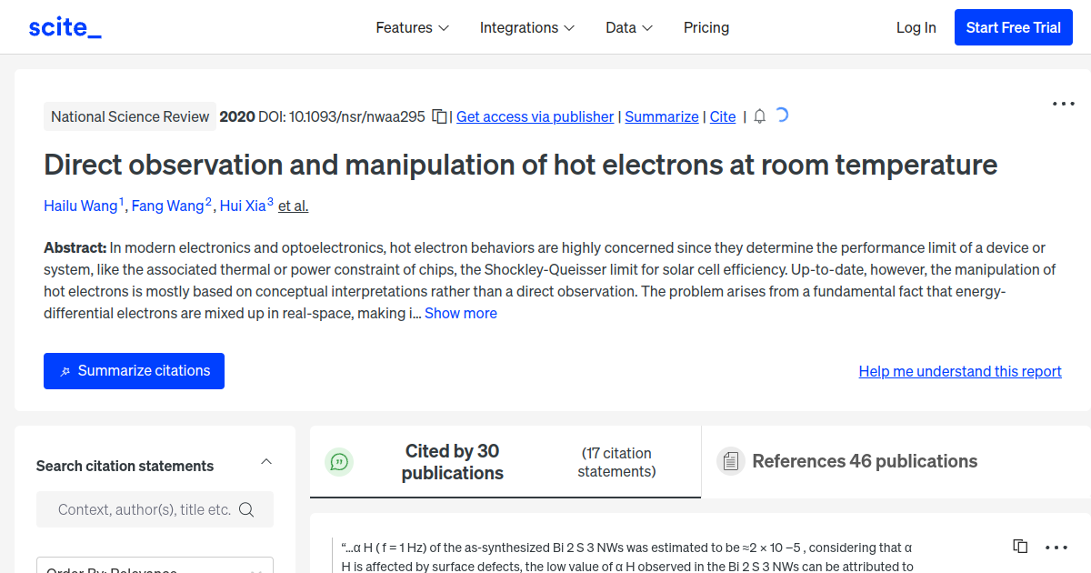 Direct observation and manipulation of hot electrons at room temperature