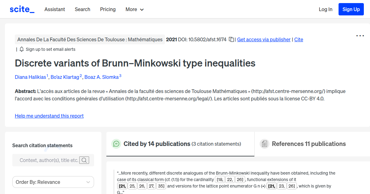 Discrete variants of Brunn–Minkowski type inequalities - [scite report]