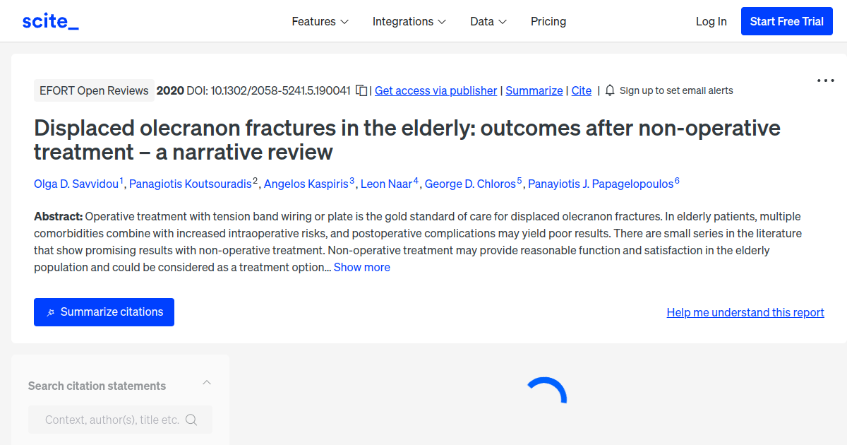 Displaced olecranon fractures in the elderly: outcomes after non ...